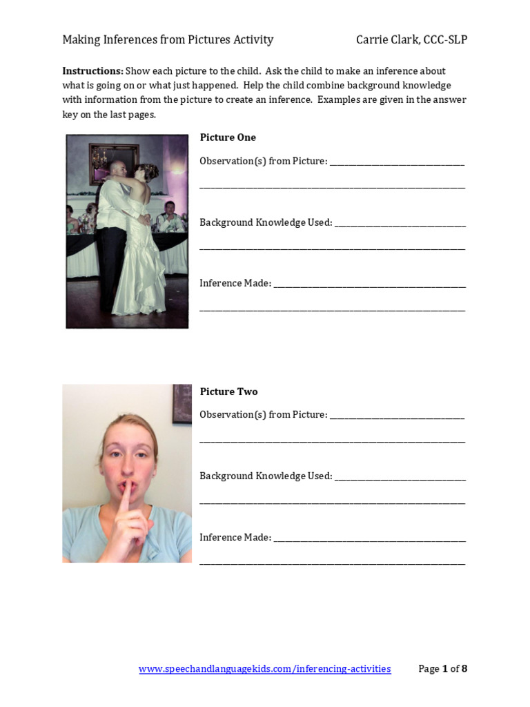 Making Inferences From Pictures Activity | PDF