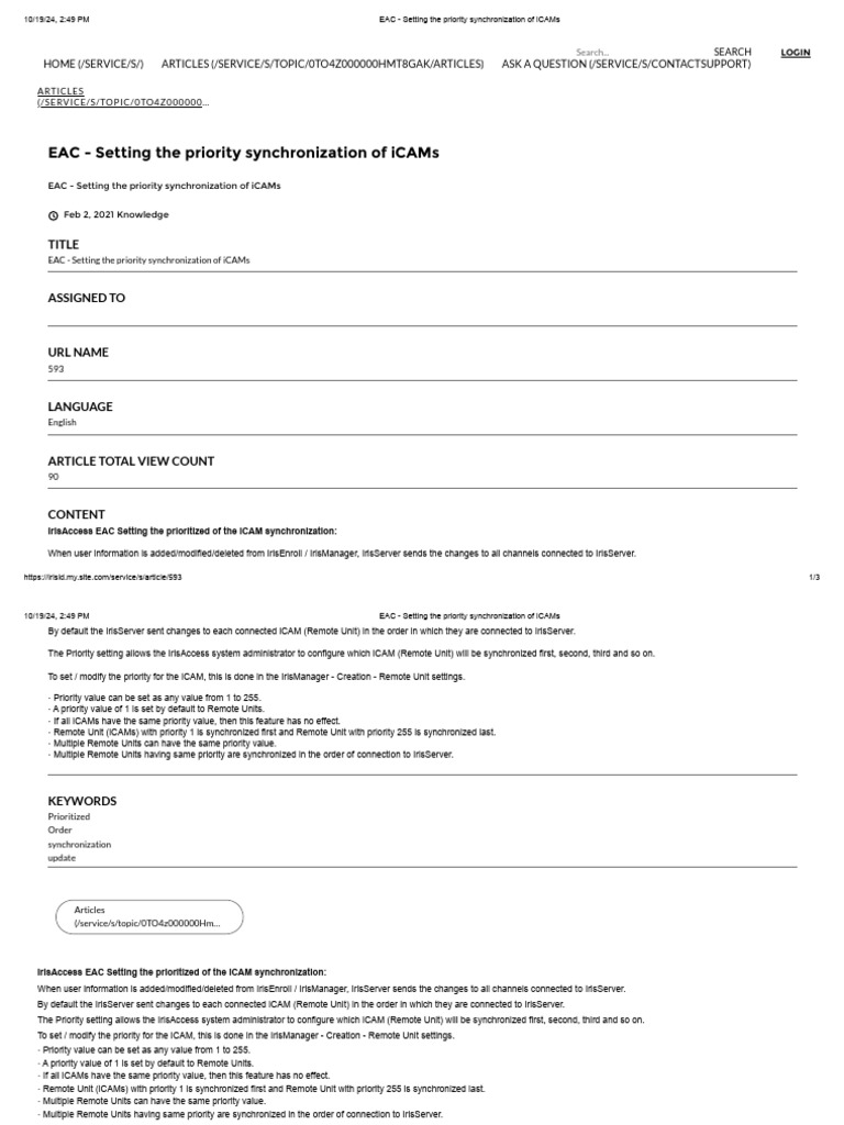 EAC - Setting The Priority Synchronization of iCAMs | PDF | Computing ...