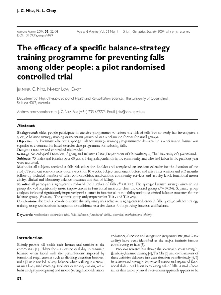 The Efficacy of A Specific Balance-Strategy | PDF | Physical Therapy ...