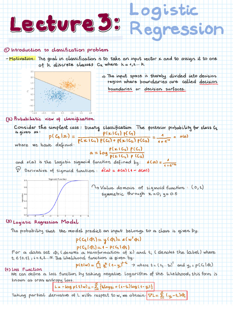 Logistic Regression Class Note | PDF