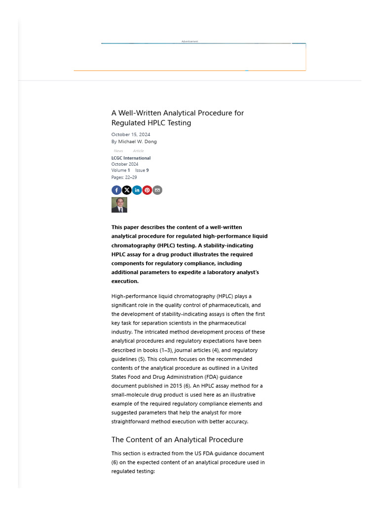 HPLC Testing Procedures for Compliance | PDF | High Performance Liquid ...
