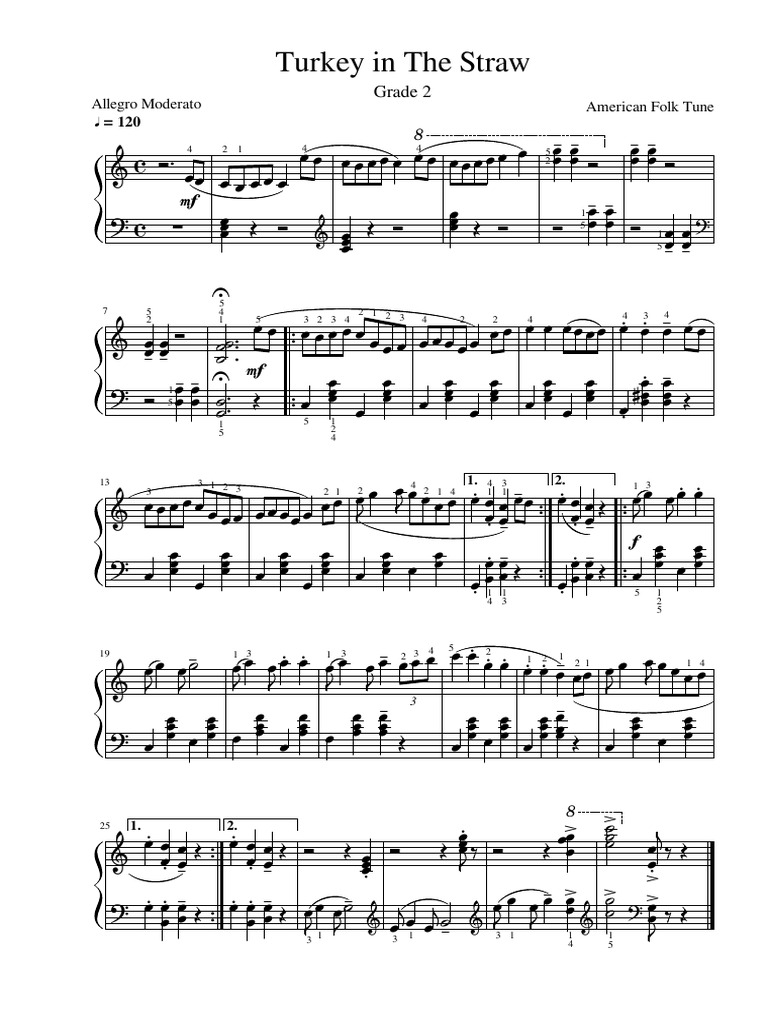 22 Turkey in The Straw - Piano Grade 2 (SFILE | PDF | Compositions ...