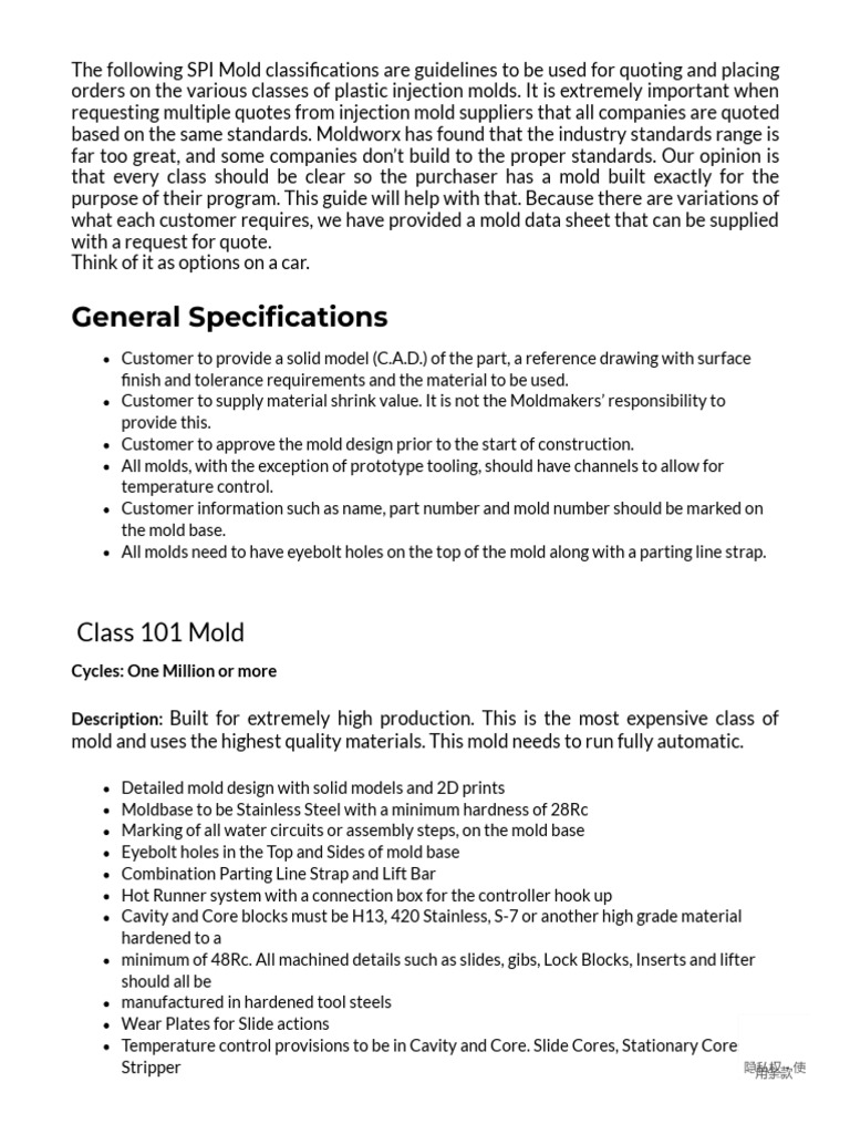 SPI - Mold Classifications | PDF | Secondary Sector Of The Economy ...