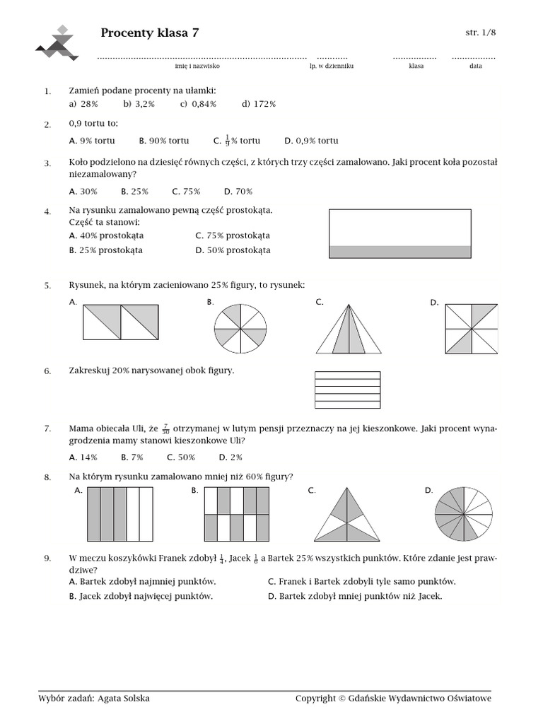 Procenty Klasa 7 | PDF