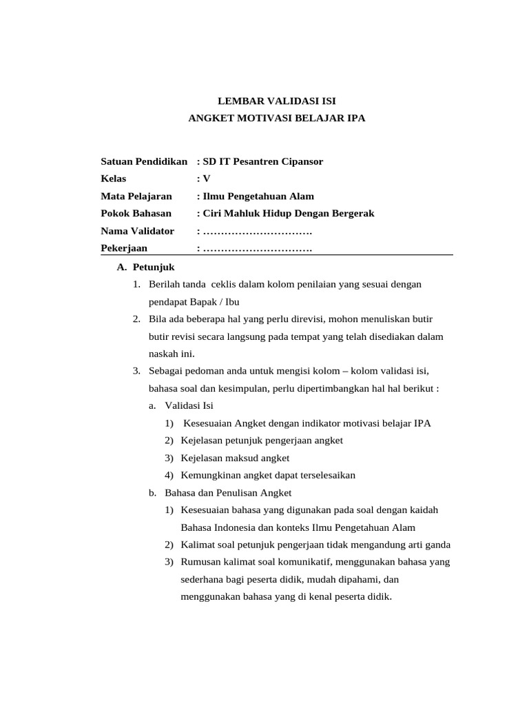 Lembar Validasi Isi | PDF