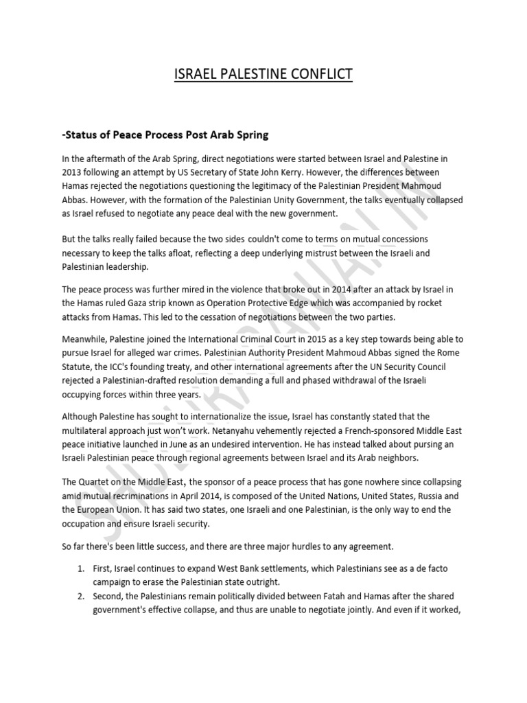 Israel-Palestine Conflict Overview | PDF | Israeli–Palestinian Peace ...