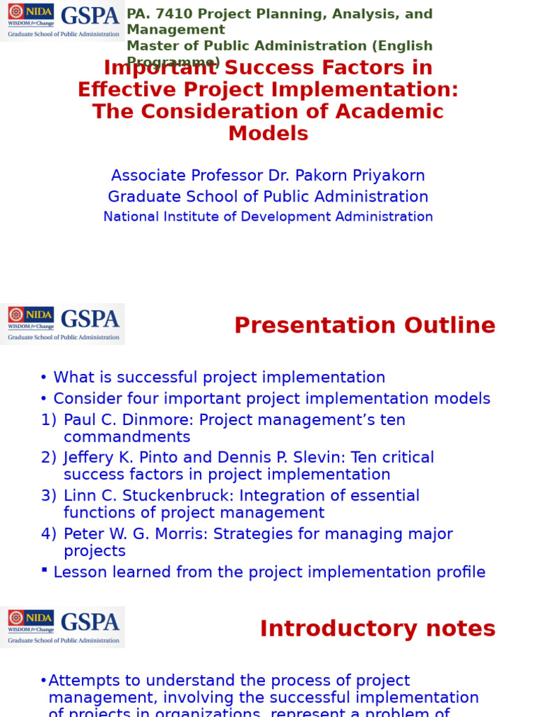 Key Factors for Successful Project Implementation | PDF | Project ...