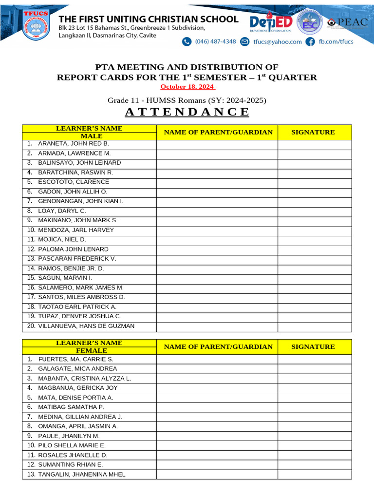 Cards Distribution Attendance | PDF