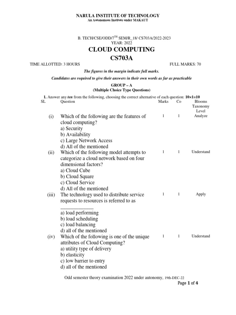 Cloud Computing CS703A | PDF | Cloud Computing | Virtualization