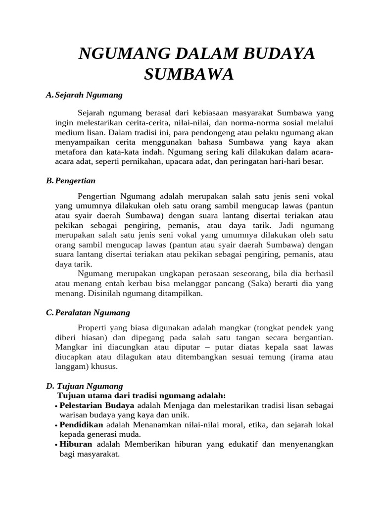 Materi Ngumang Dalam Adat Sumbawa | PDF | Seni