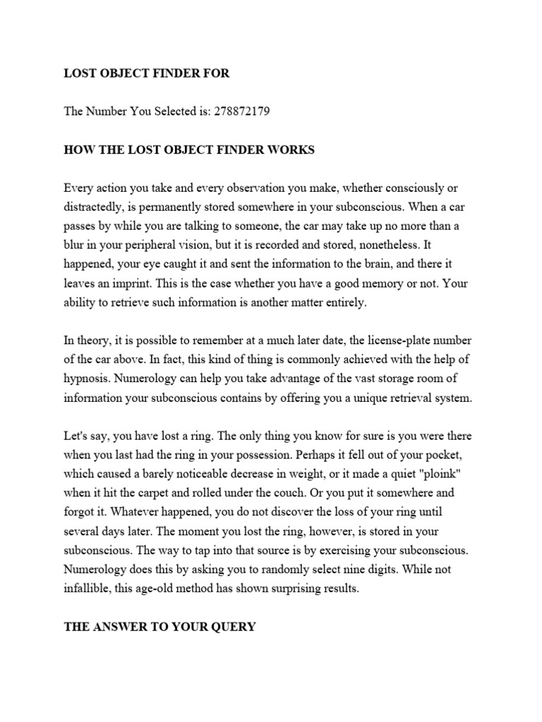 Lost Object Finder | PDF