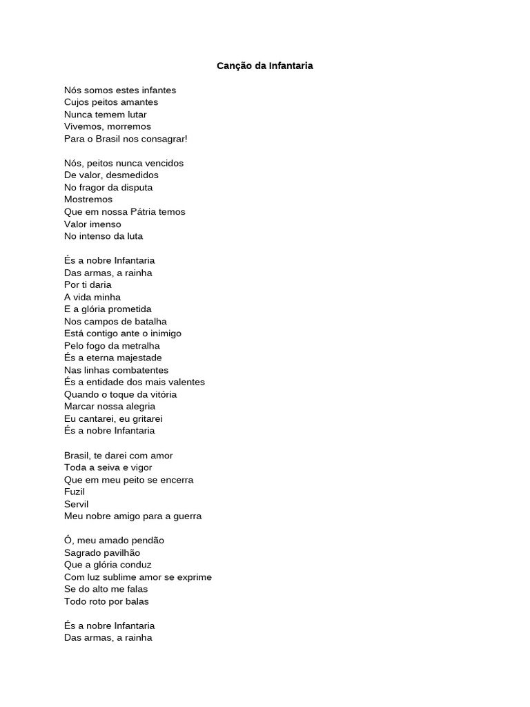 Homenagem à Nobre Infantaria Brasileira | PDF