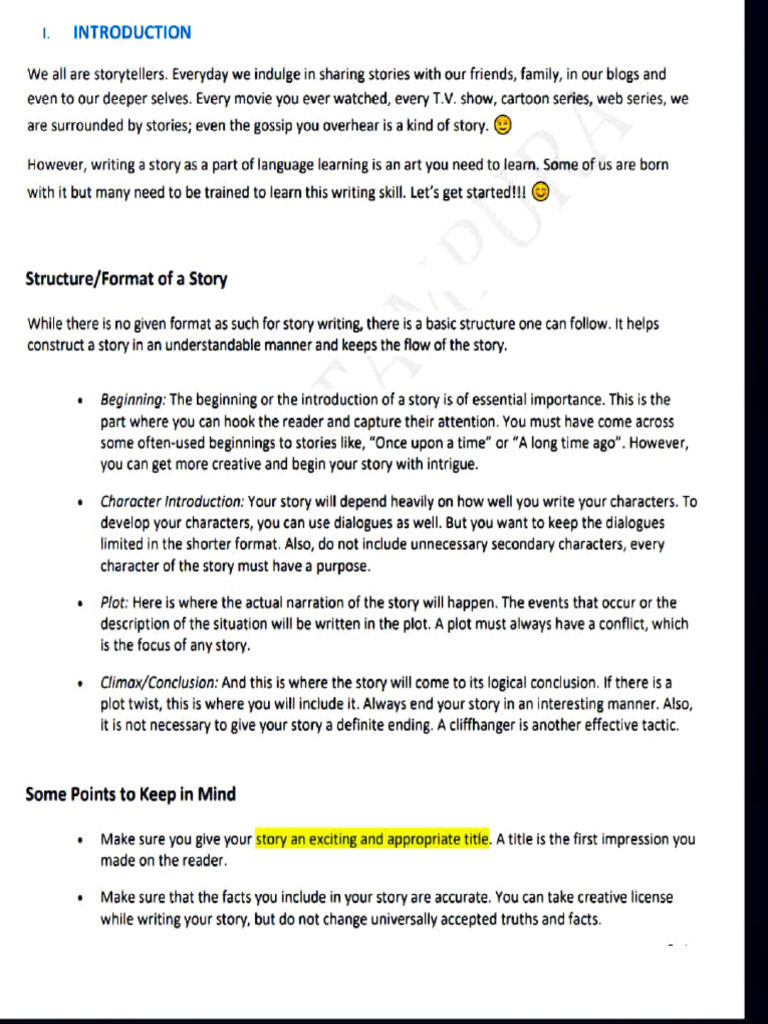 Story Writing Lesson | PDF | Plot (Narrative)