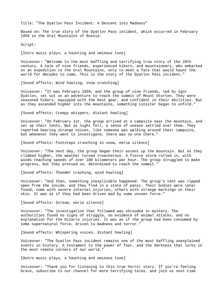 Title The Dyatlov Pass Incident A D | PDF | Mystery, Thriller & Crime ...