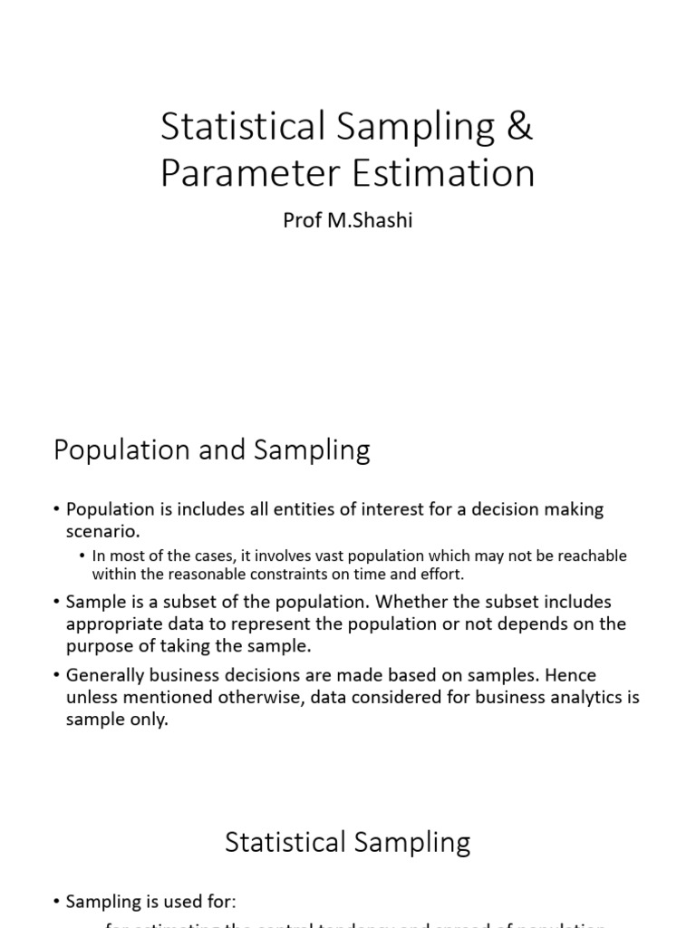 Statistical Sampling & Parameter Estimation | PDF | Normal Distribution ...