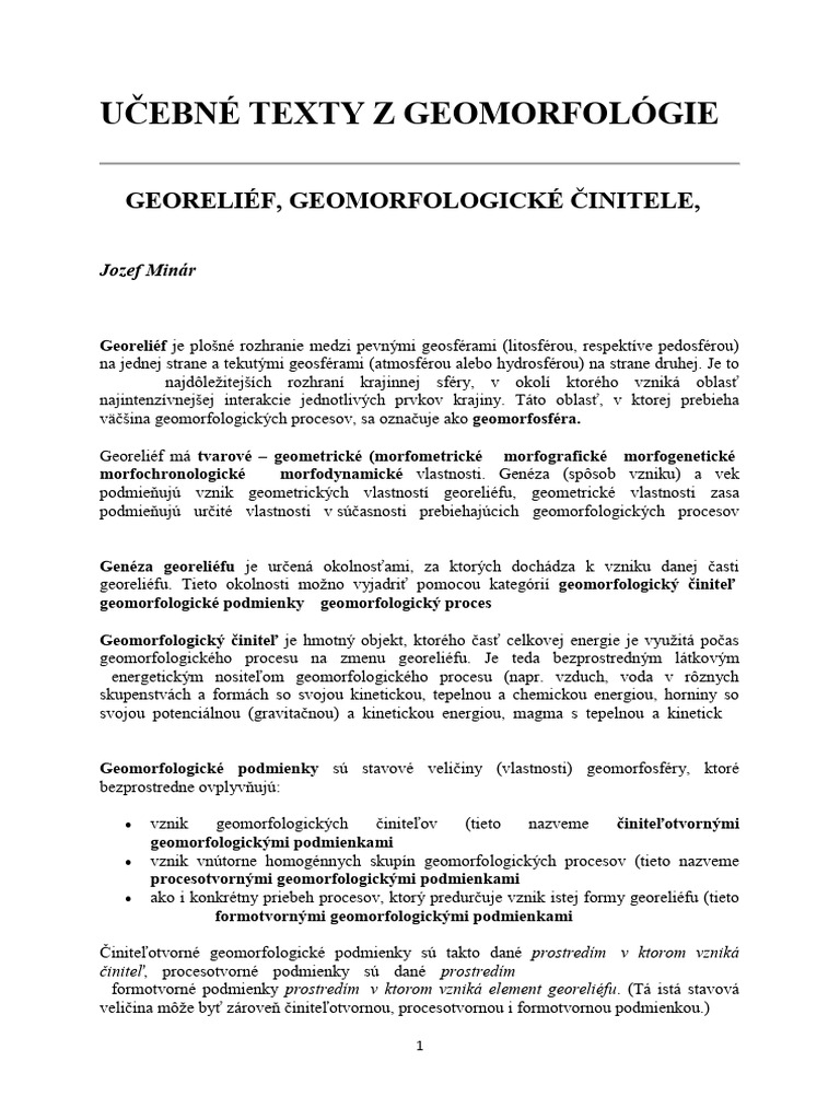 1 Georelief Geomcinitele Podm Procesy | PDF