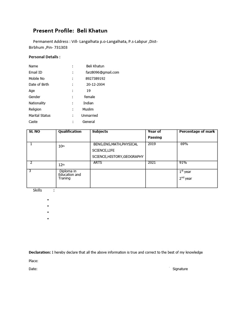 Present Profile. 1..... - 1 | PDF