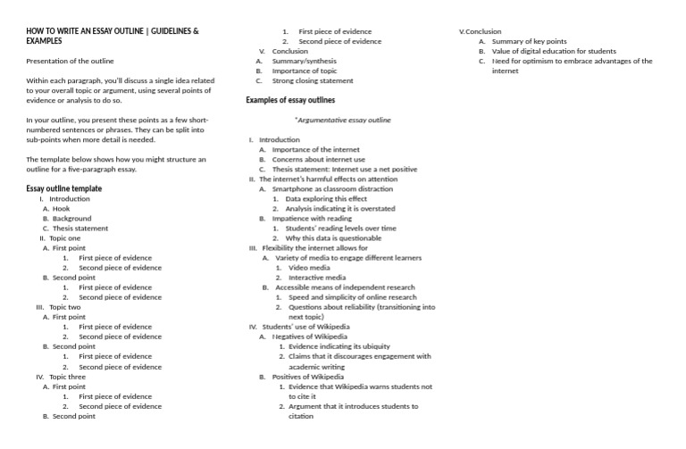 Essay Outline Writing Guide | PDF | Essays | Wikipedia