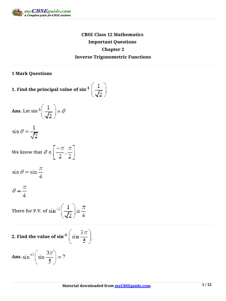 12 Mathematics Imp ch2 1 | PDF | Teaching Methods & Materials
