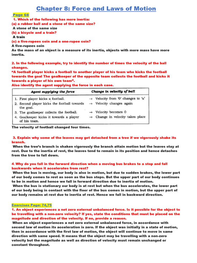 Force and Laws of Motion | PDF | Force | Momentum