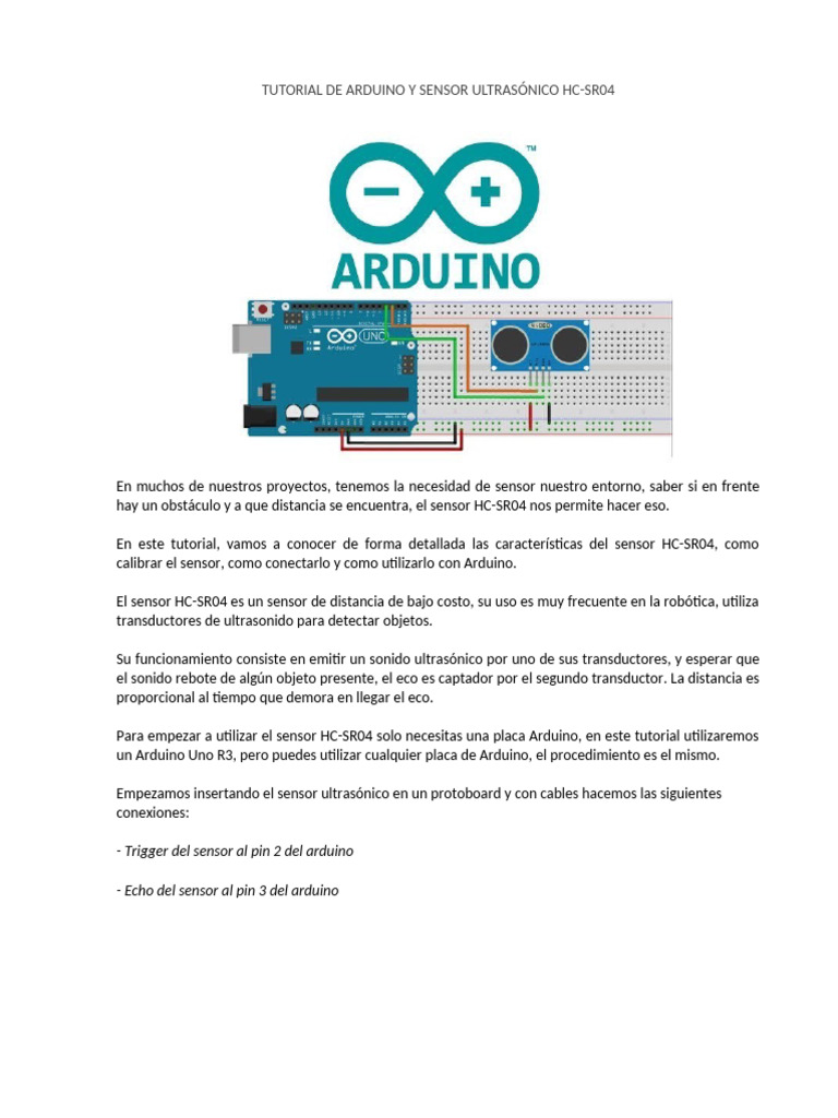 Tutorial De Arduino Y Sensor Ultrasónico Hc Pdf Arduino Sensor
