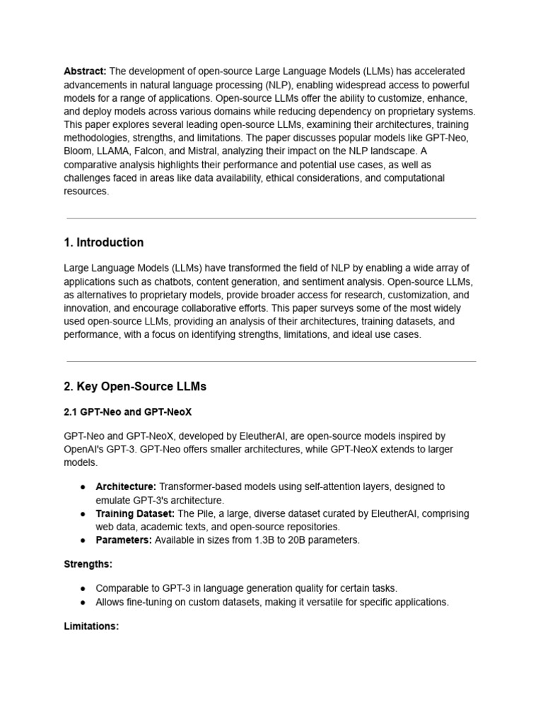 A Survey On Open-Source Large Language Models (LLMS) - Architectures, Capabilities, and ...