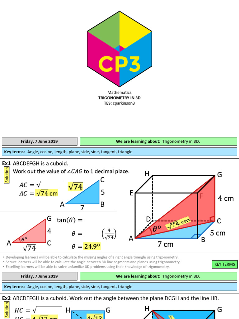 2.6h 3D Trigonometry - Clicker | PDF | Trigonometry | Triangle