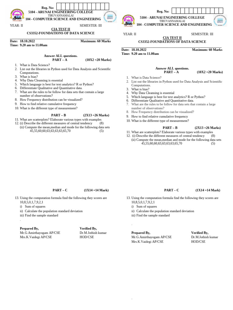 Fods Cia 2 | PDF | Data | Arithmetic Mean