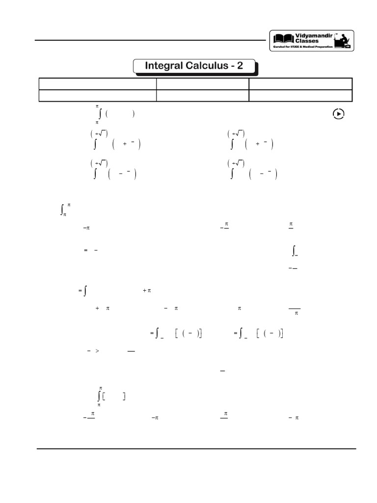 JEE Advanced Integral Calculus | PDF | Mathematical Relations | Functions And Mappings