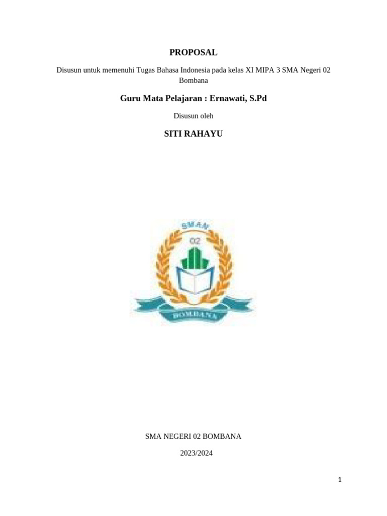 Teknik Penulisan Proposal SMA 02 Bombana | PDF