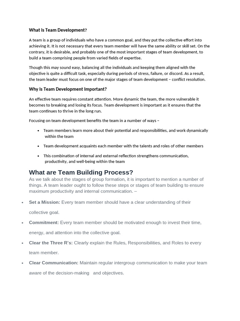 What Is Team Development | PDF | Goal | Motivation