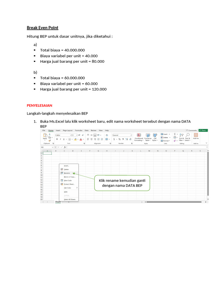 Hitung BEP: Metode & Contoh Excel | PDF