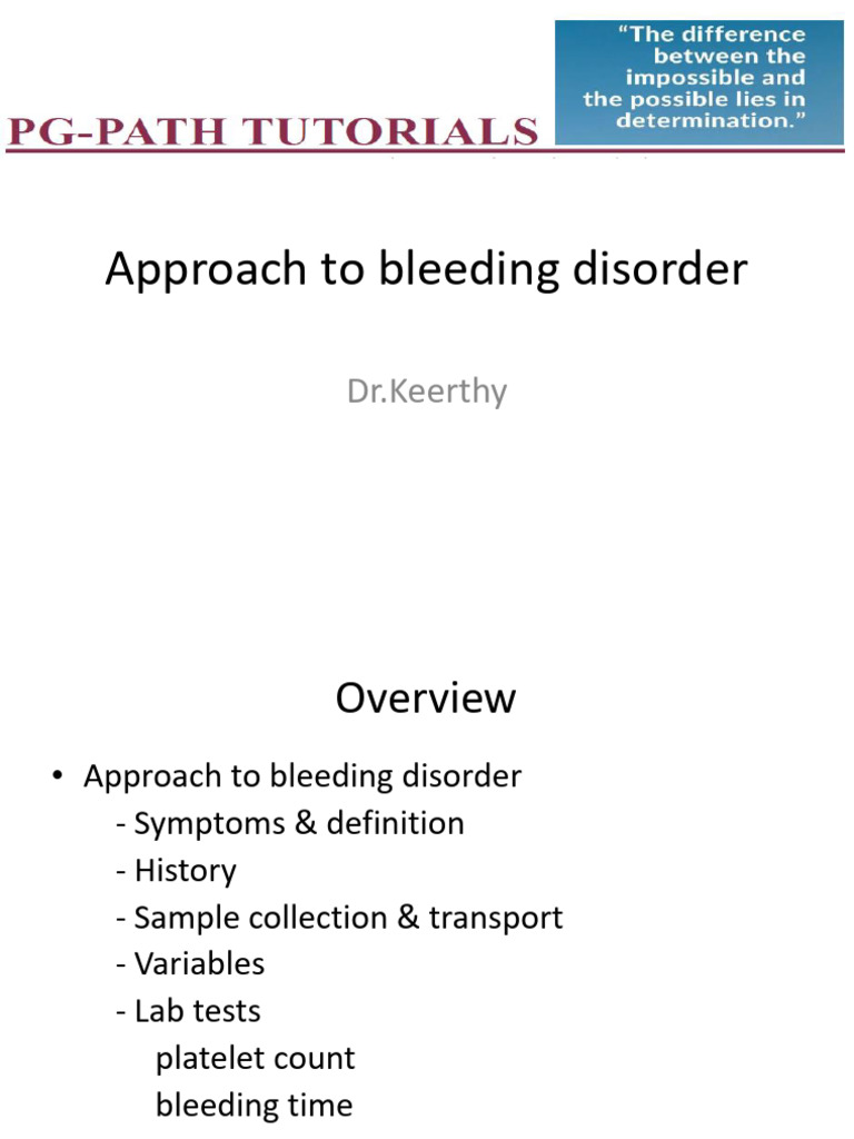 Comprehensive Guide to Bleeding Disorders | PDF | Bleeding | Hemostasis