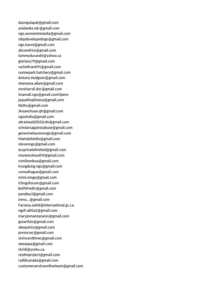 List of NGO Email Contacts | PDF | Wellness
