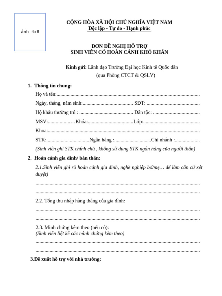 Mẫu đơn - Hỗ trợ sv@ | PDF