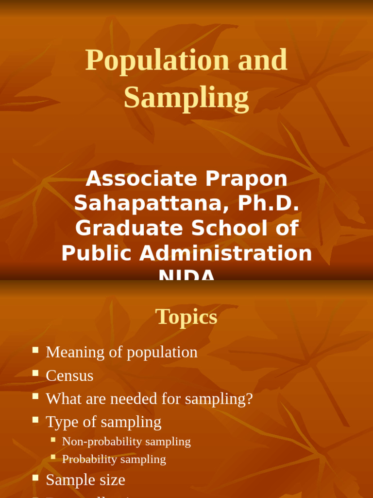 Understanding Population and Sampling Methods | PDF | Sampling ...
