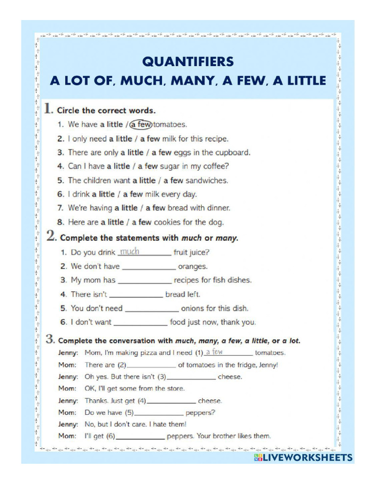 Quantifiers Revision Worksheet | PDF | Art
