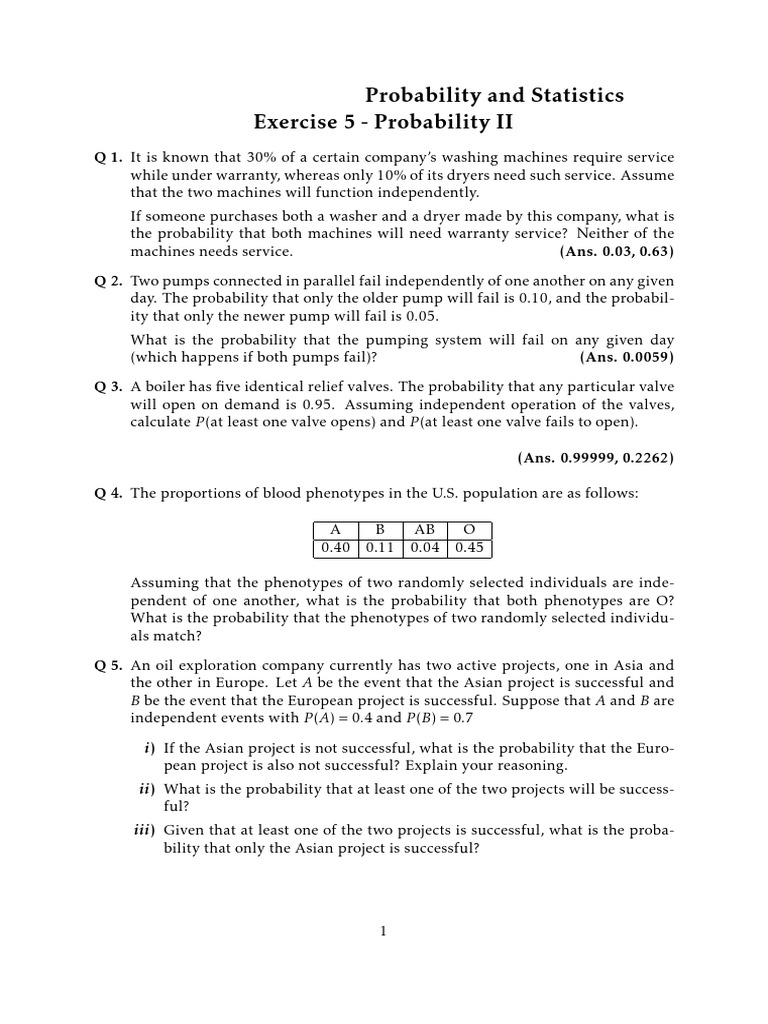 Ex 05 Probability 2 | PDF | Probability | Dice