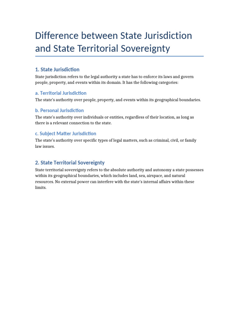 State Jurisdiction Vs Territorial Sovereignty | PDF