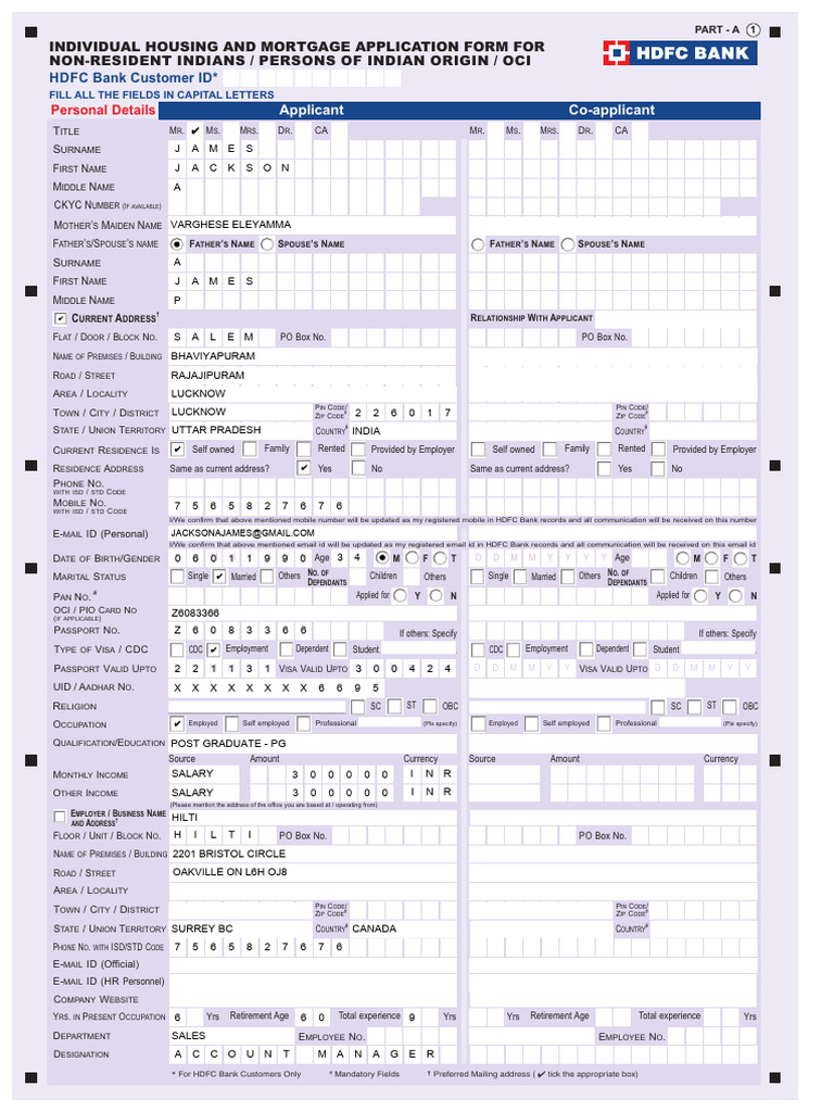 NRI Housing Loan Application Form | PDF | Banks | Taxes