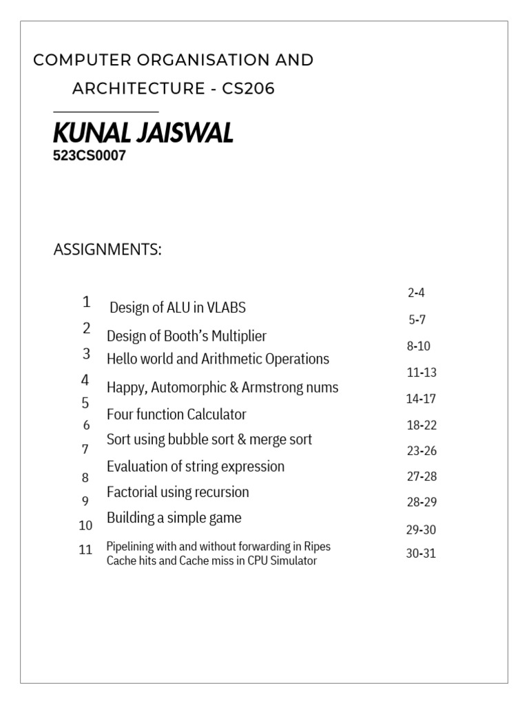 123cs0004 NPranav COA Assignment PDF | PDF | Cpu Cache | Computer Architecture