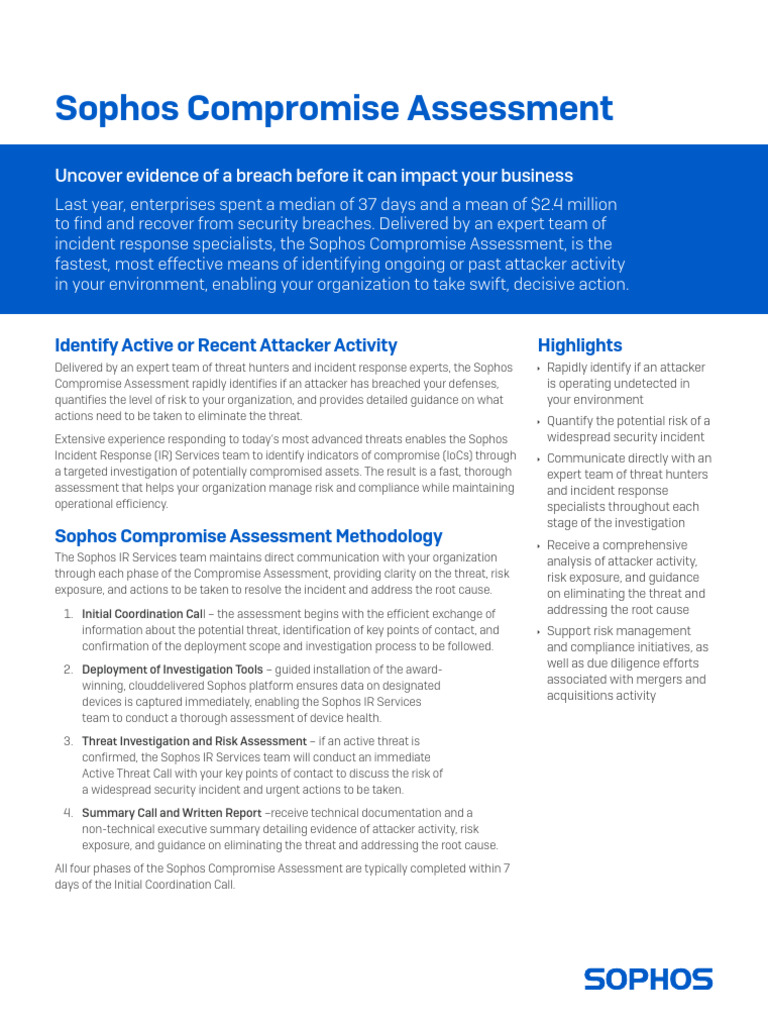 Sophos Compromise Assessment Ds | PDF | Computer Security | Security