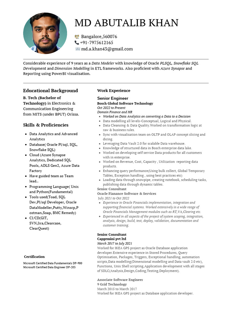 AbutalibKhan_CV | PDF | Sql | Computing