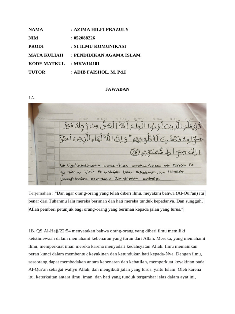 TUGAS.3 PendidikanAgamaIslam Azima | PDF | Filsafat | Agama & Spiritualitas