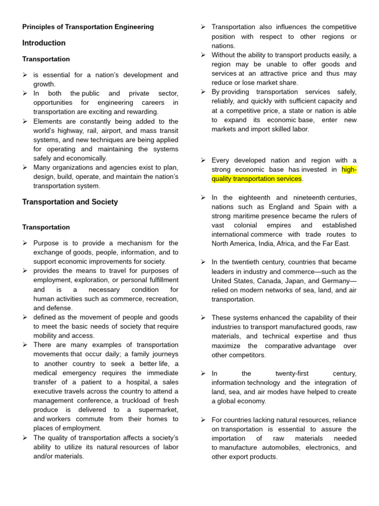 Principles of Transportation Engineering (Transportation As A System ...