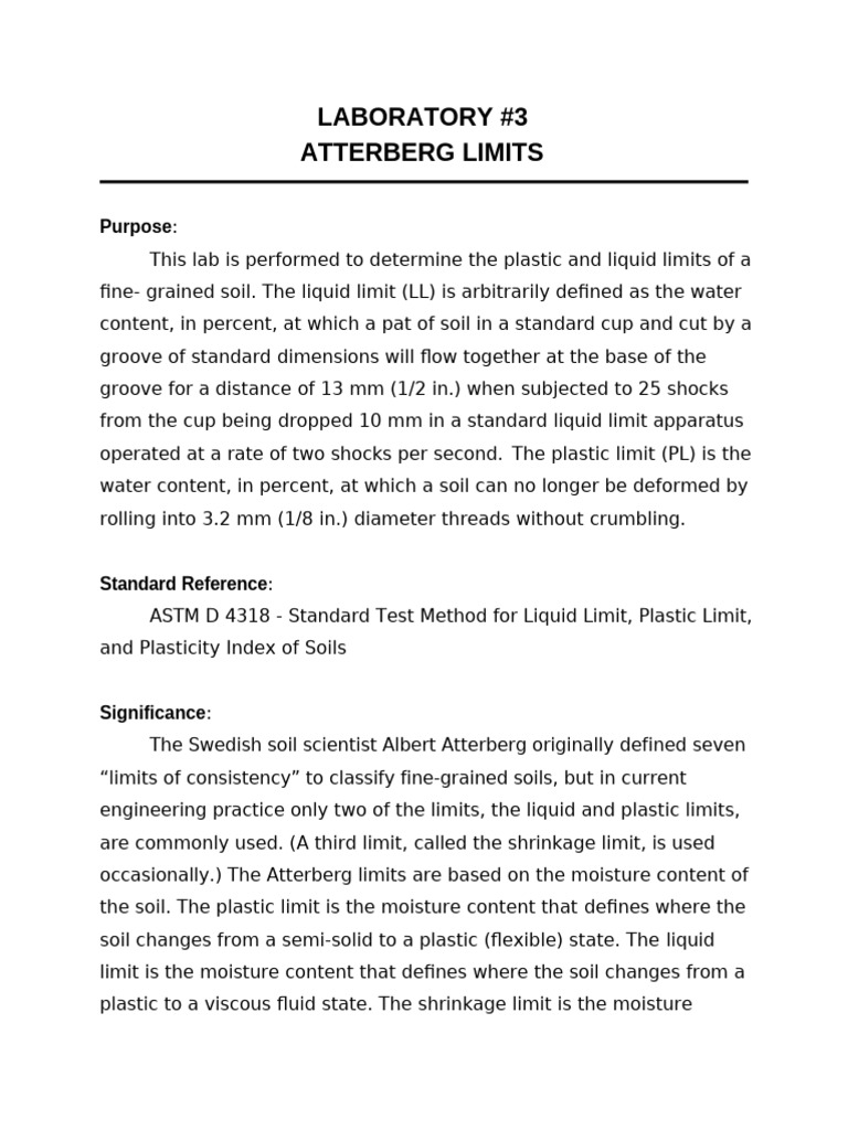 Laboratory 3 Atterberg Limits | PDF | Civil Engineering | Applied And ...