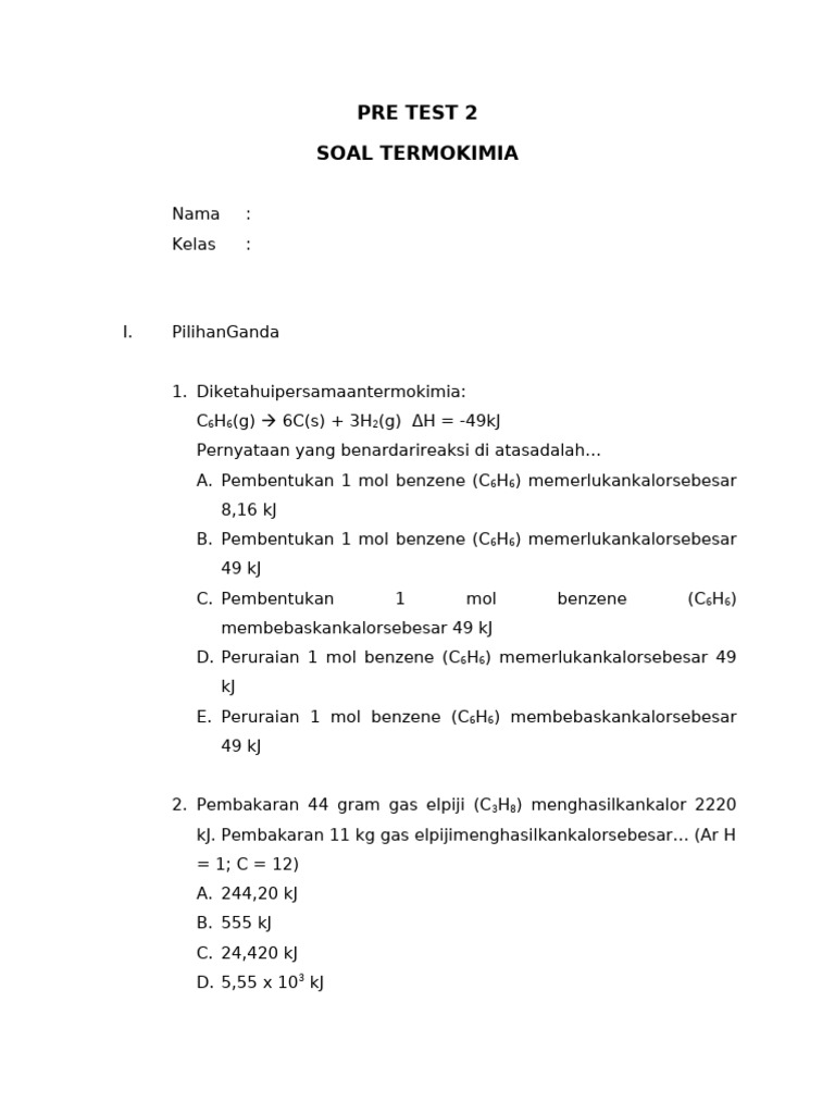 Latihan Soal Kimia SMK | PDF | Sains & Matematika