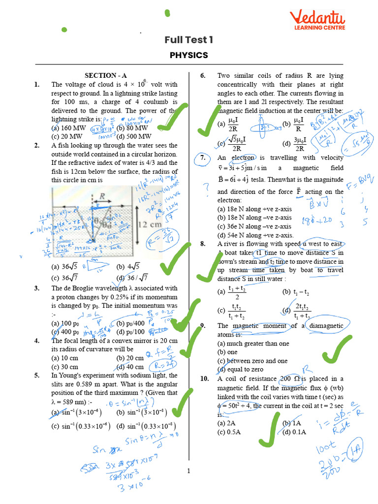 Physics Test Questions and Answers | PDF | Mass | Kinetic Energy