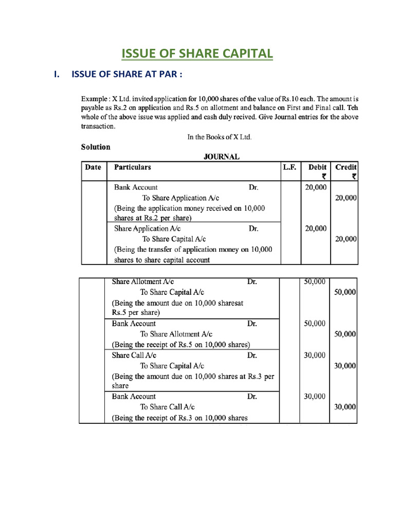 Issue of Share Capital | PDF | Equity (Finance) | Balance Sheet