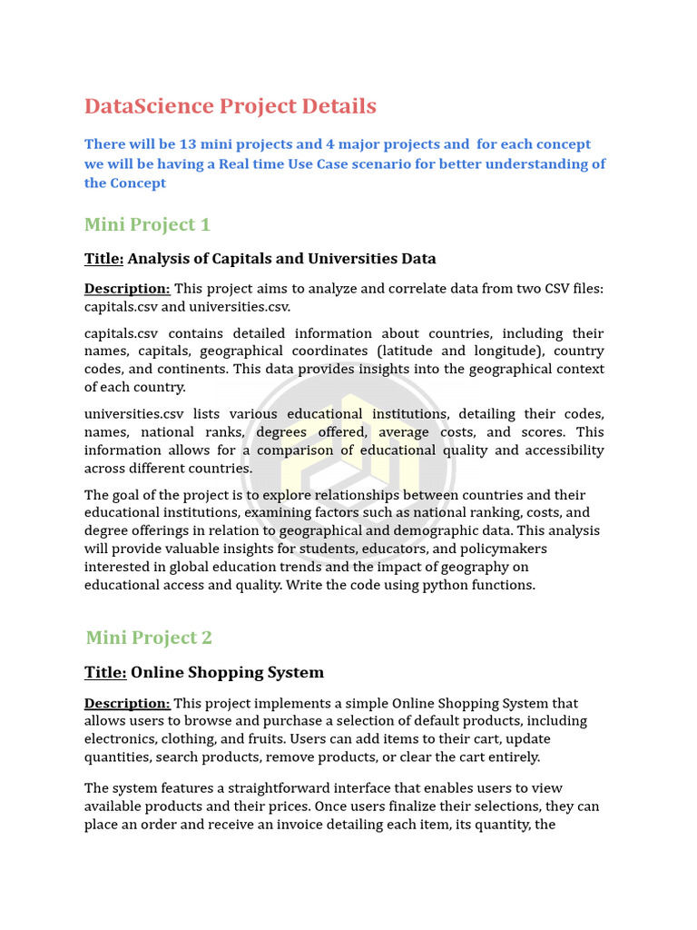 Data Science Project Details | PDF | Data Analysis | Database Transaction